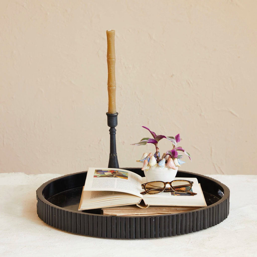 Edison Black Ribbed Tray – Pepper + Vetiver